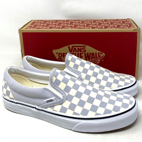 Vans | Shoes | Vans Classic Slip On Sneakers Check Gray Canvas Mens ...